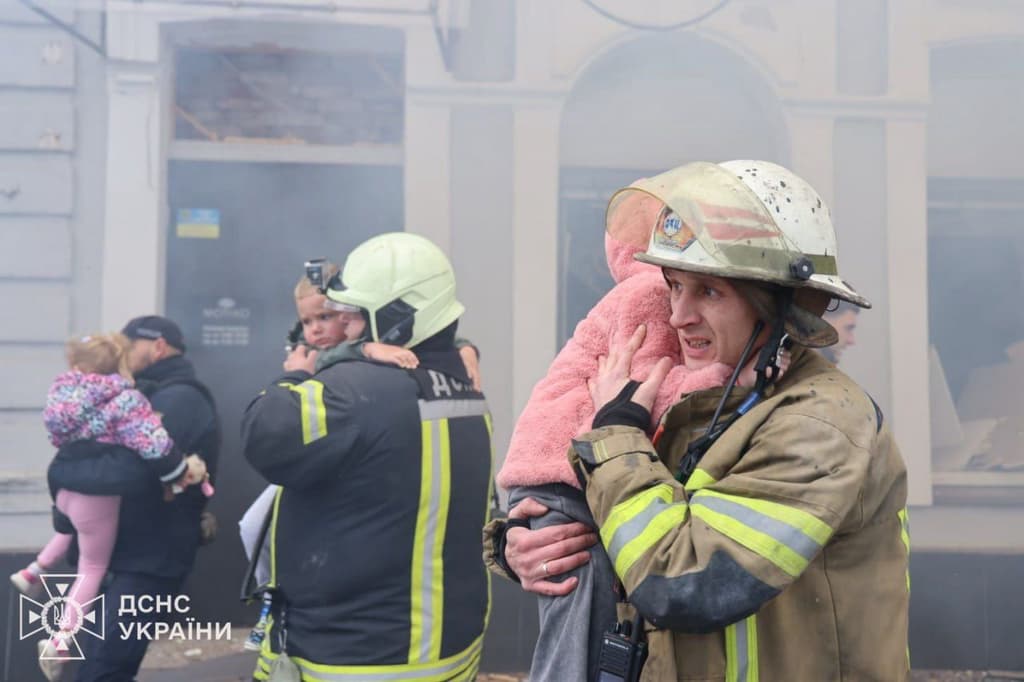 Russian drone hits kindergarten in Kharkiv